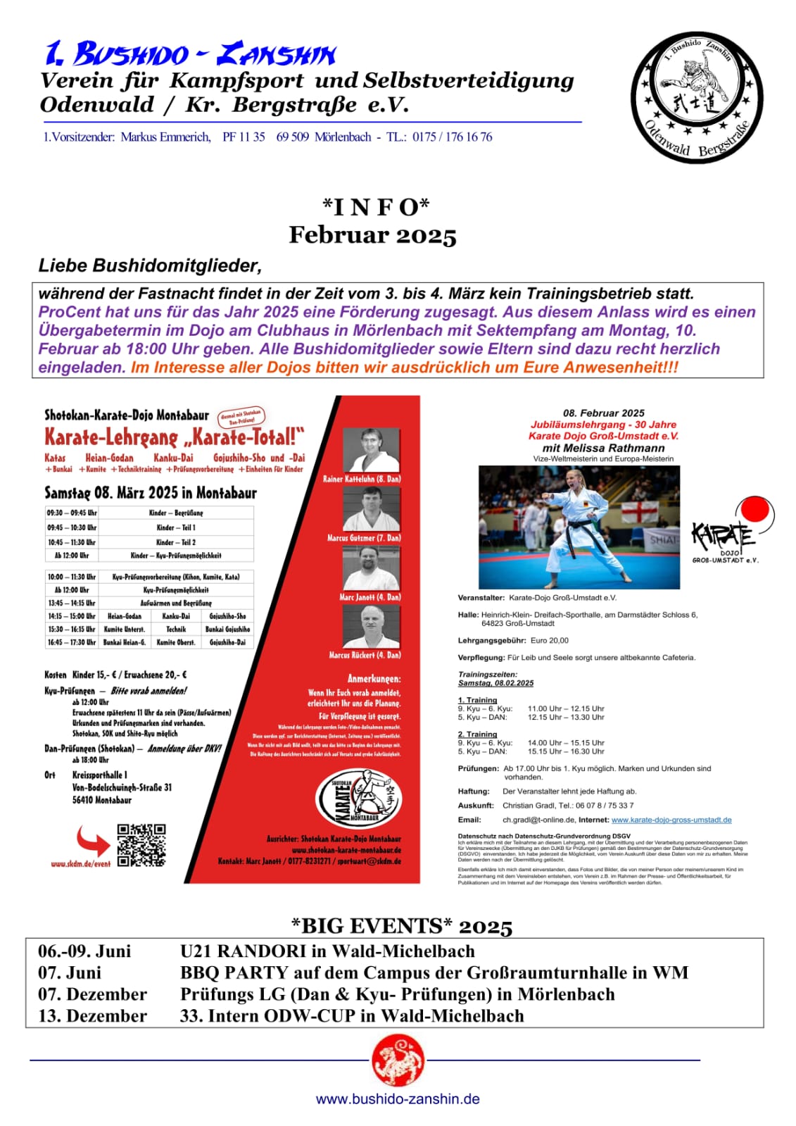 Infomeldung Feburar 2025 - Bushido-Zanshin